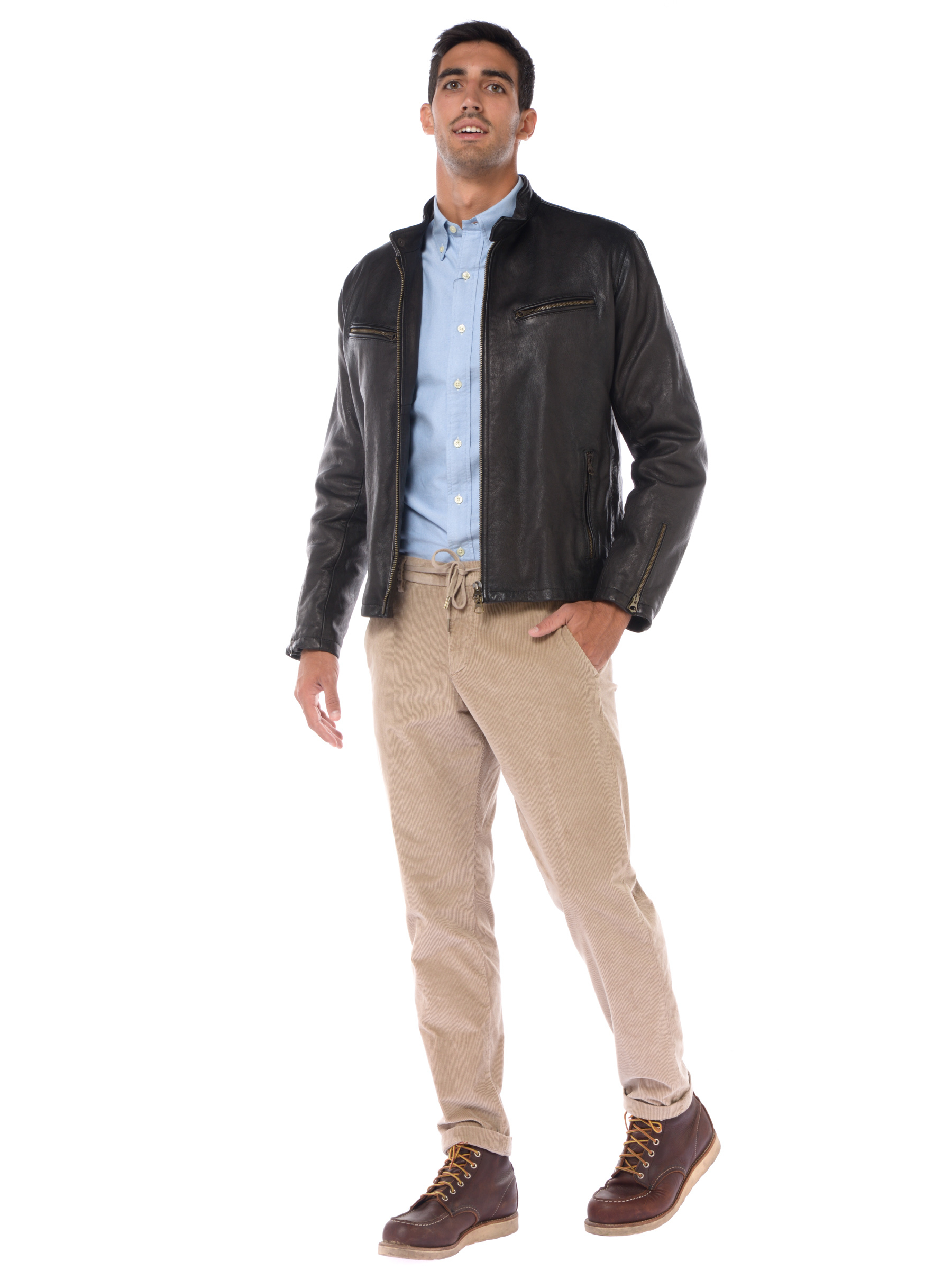 giubbino da uomo Volfagli Firenze in pelle con tasche - M65GRANA-SOFT