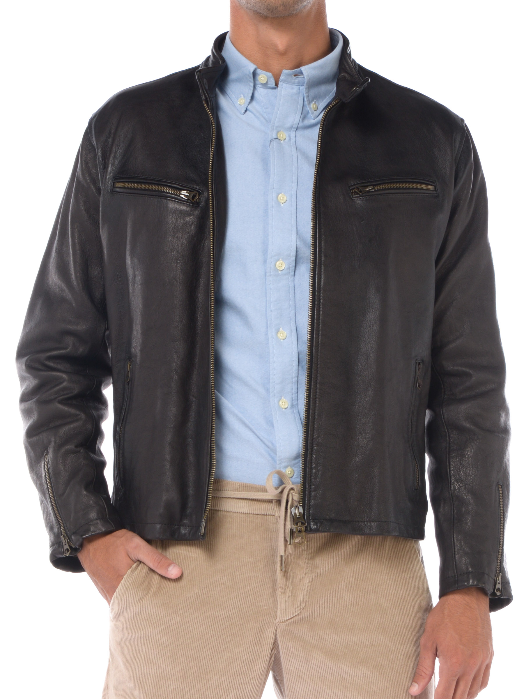 giubbino da uomo Volfagli Firenze in pelle con tasche - M65GRANA-SOFT