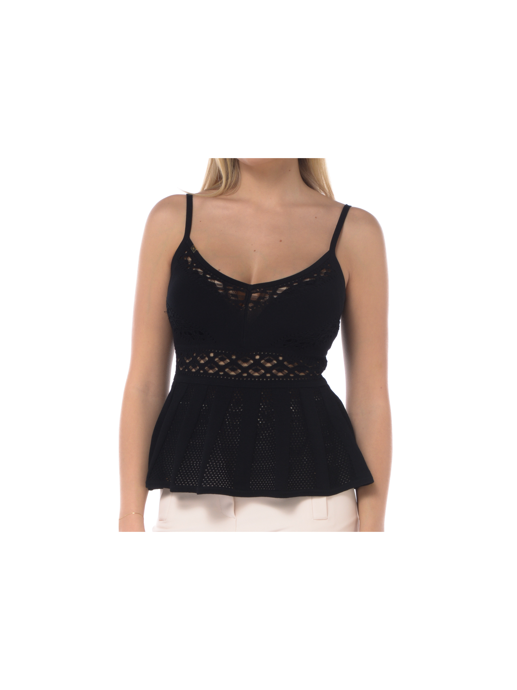 Top da donna Elisabetta Franchi in crochet con baschina - TK74S32E2