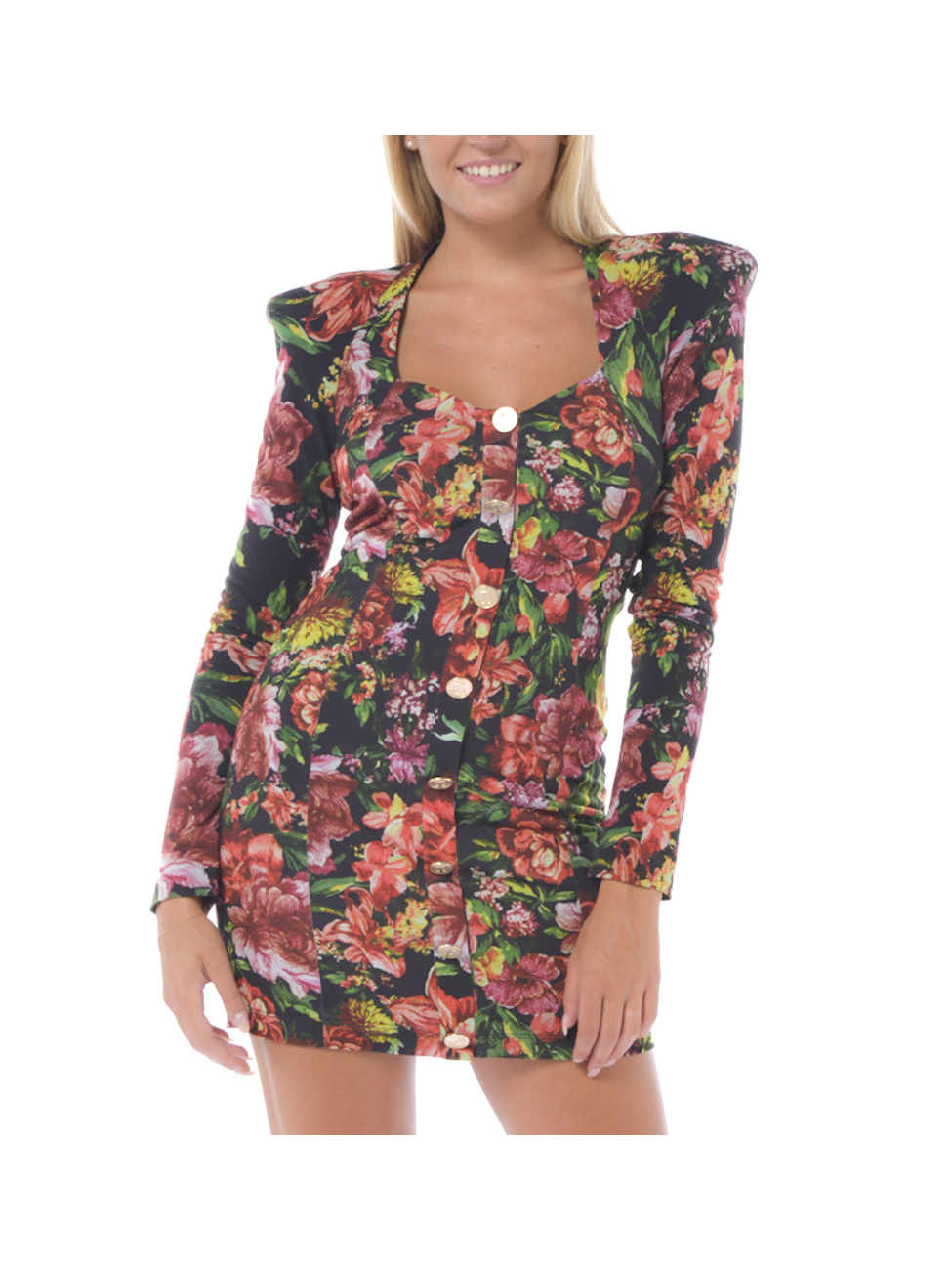 Abito corto da donna Aniye By a fiori con bottoni - 181933-JOSH