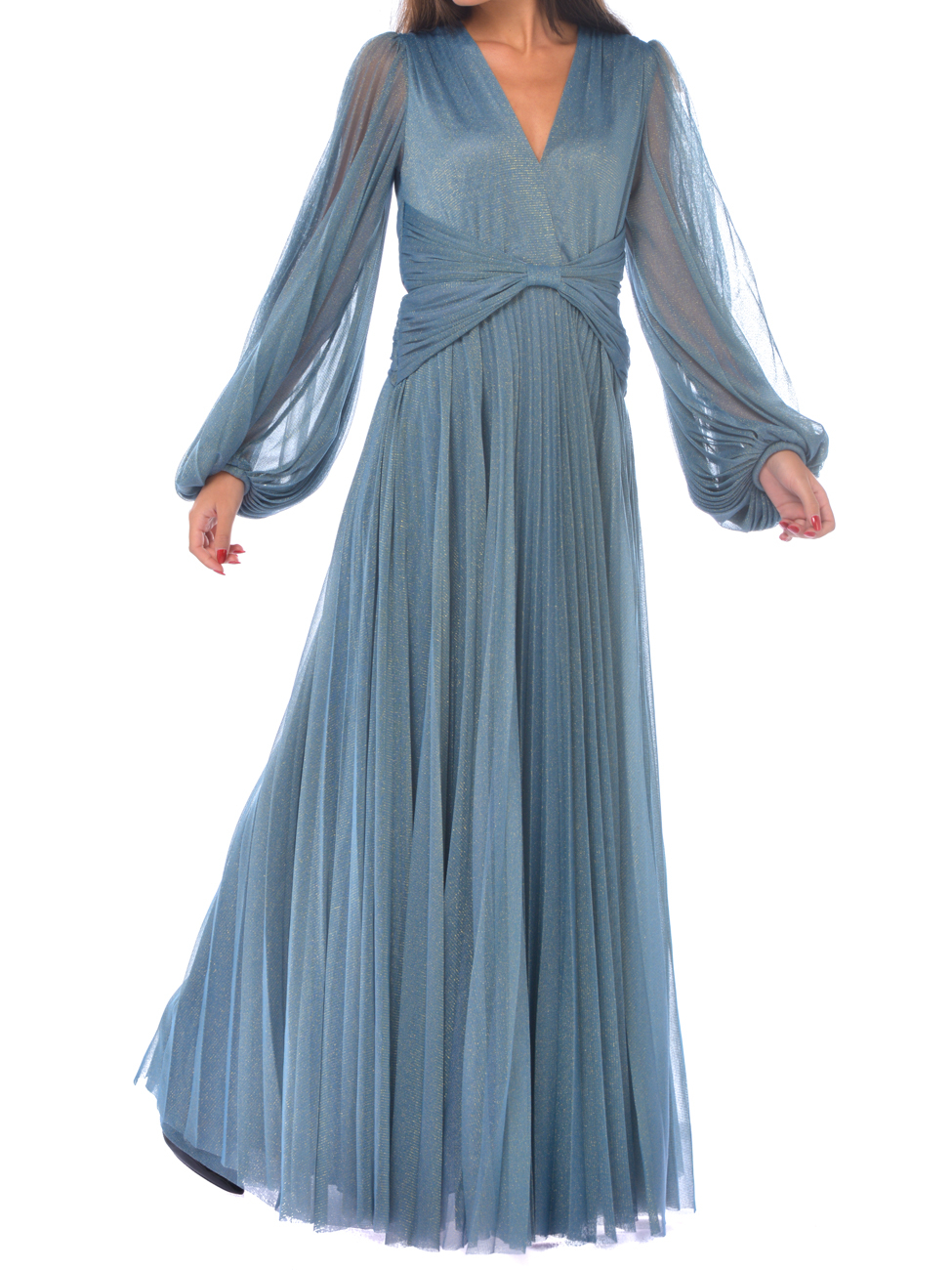 Abito lungo da donna Nenette plisse' con fiocco - 34BB-ALUS