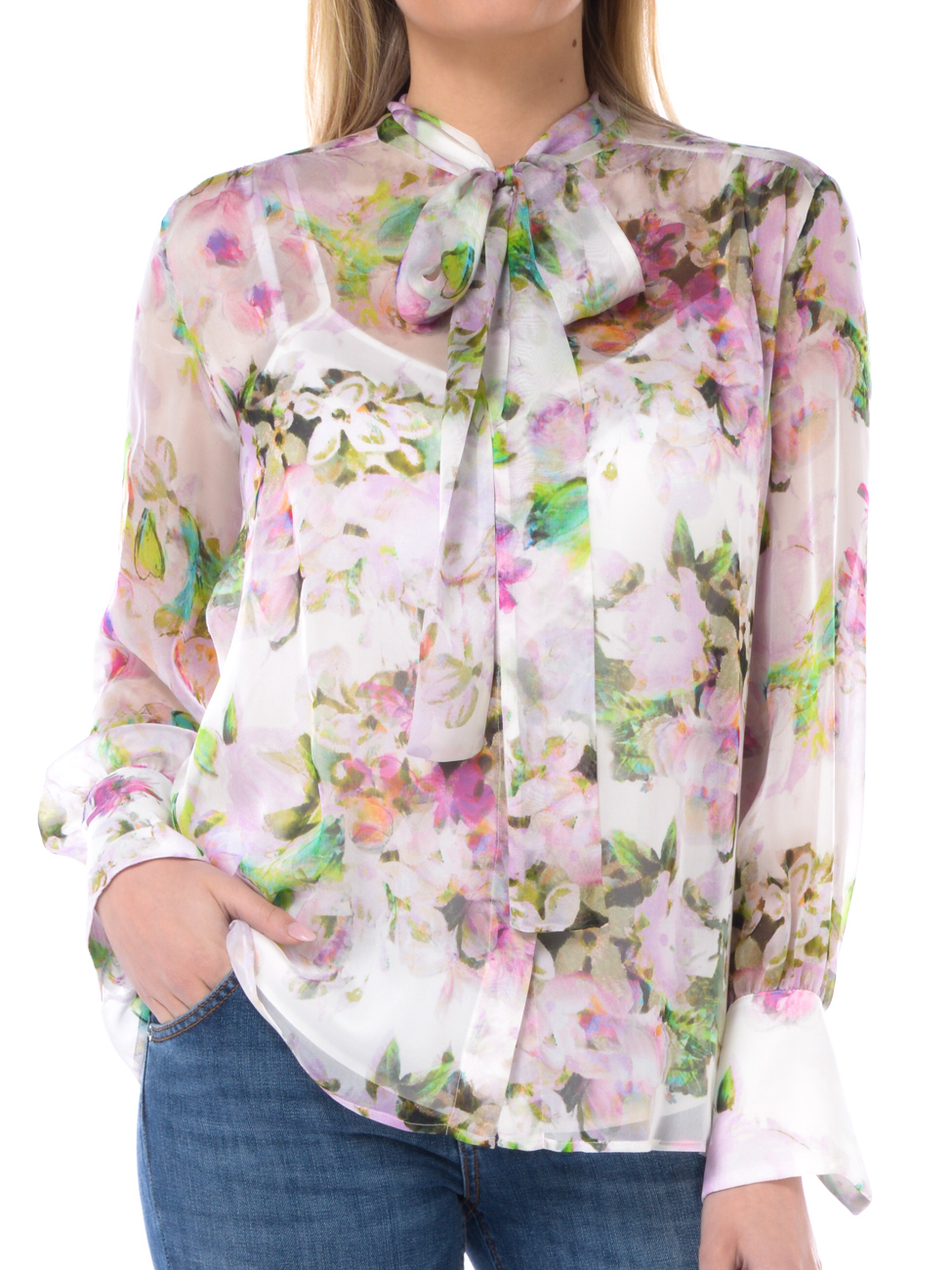 Camicia da donna Marella in seta a fiori - 2331110532200