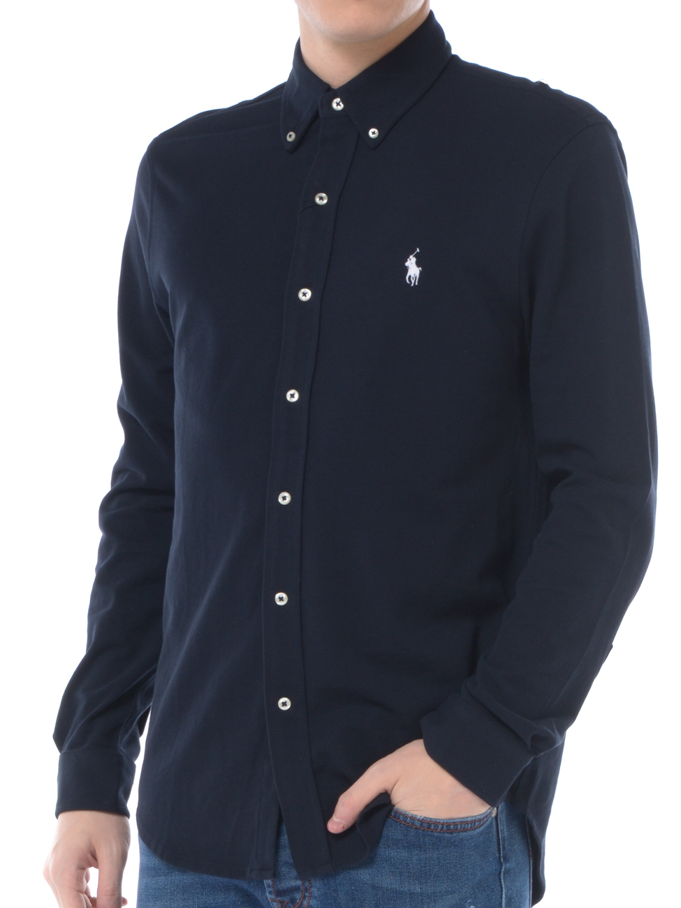 Camicia da uomo Ralph Lauren in piquet con logo - 710654408-4