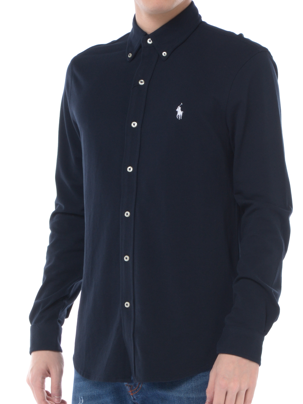 Camicia da uomo Ralph Lauren in piquet con logo - 710654408-4