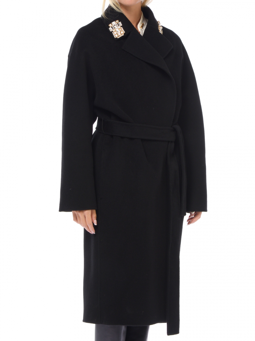 Cappotto da donna Elisabetta Franchi in lana con spille gioiello - CP5