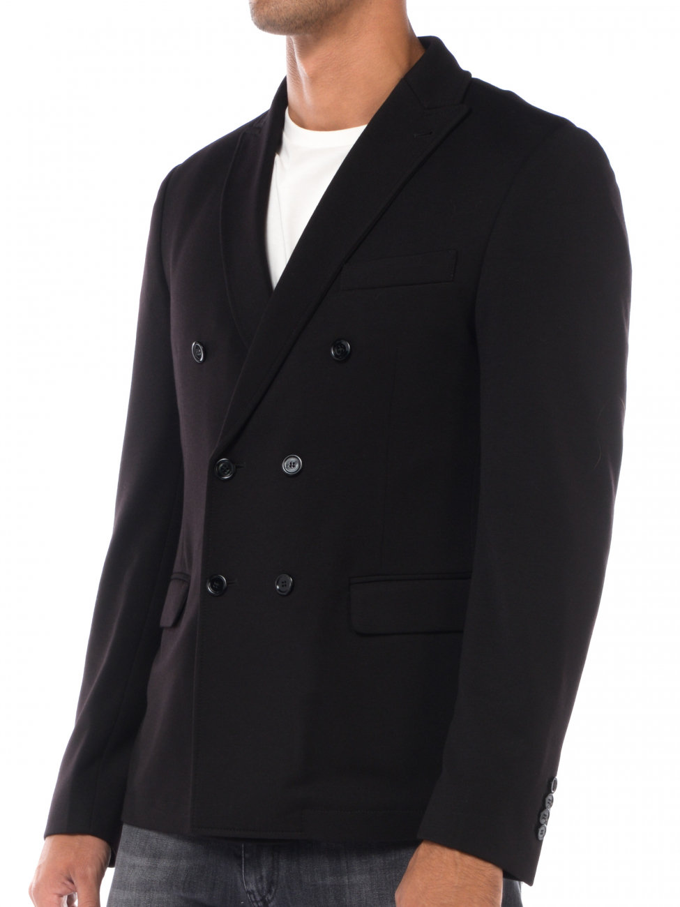 Giacca da uomo Daniele Alessandrini in jersey a doppiopetto - G3295N11