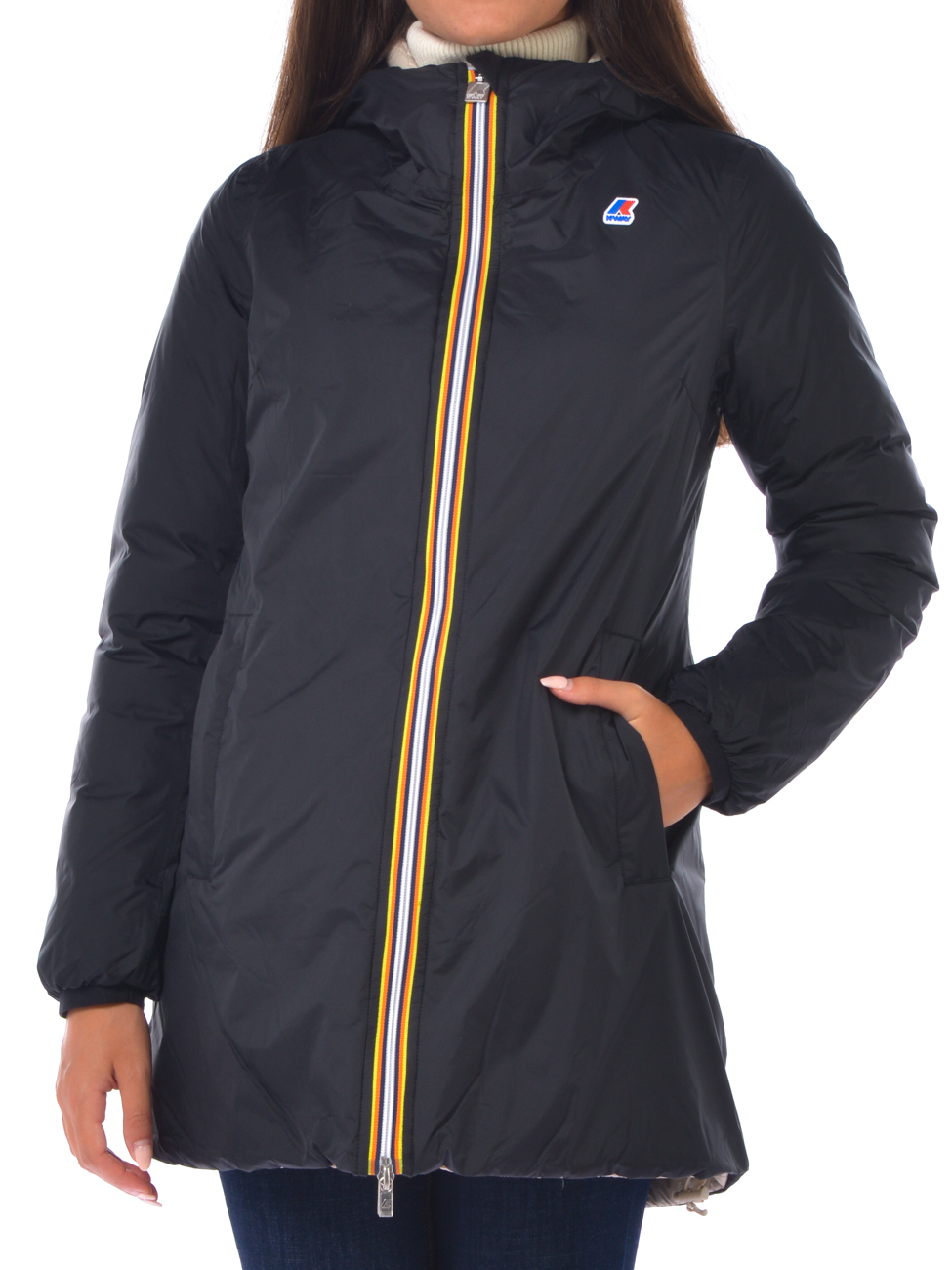 giaccone da donna K Way reversibile con cappuccio - K111EYW-1