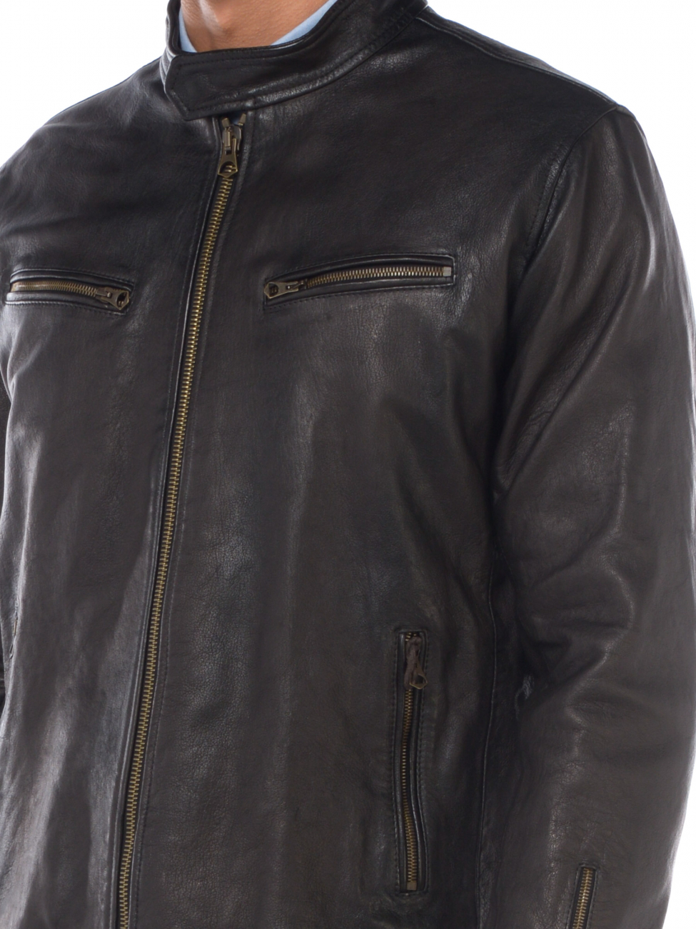 giubbino da uomo Volfagli Firenze in pelle con tasche - M65GRANA-SOFT