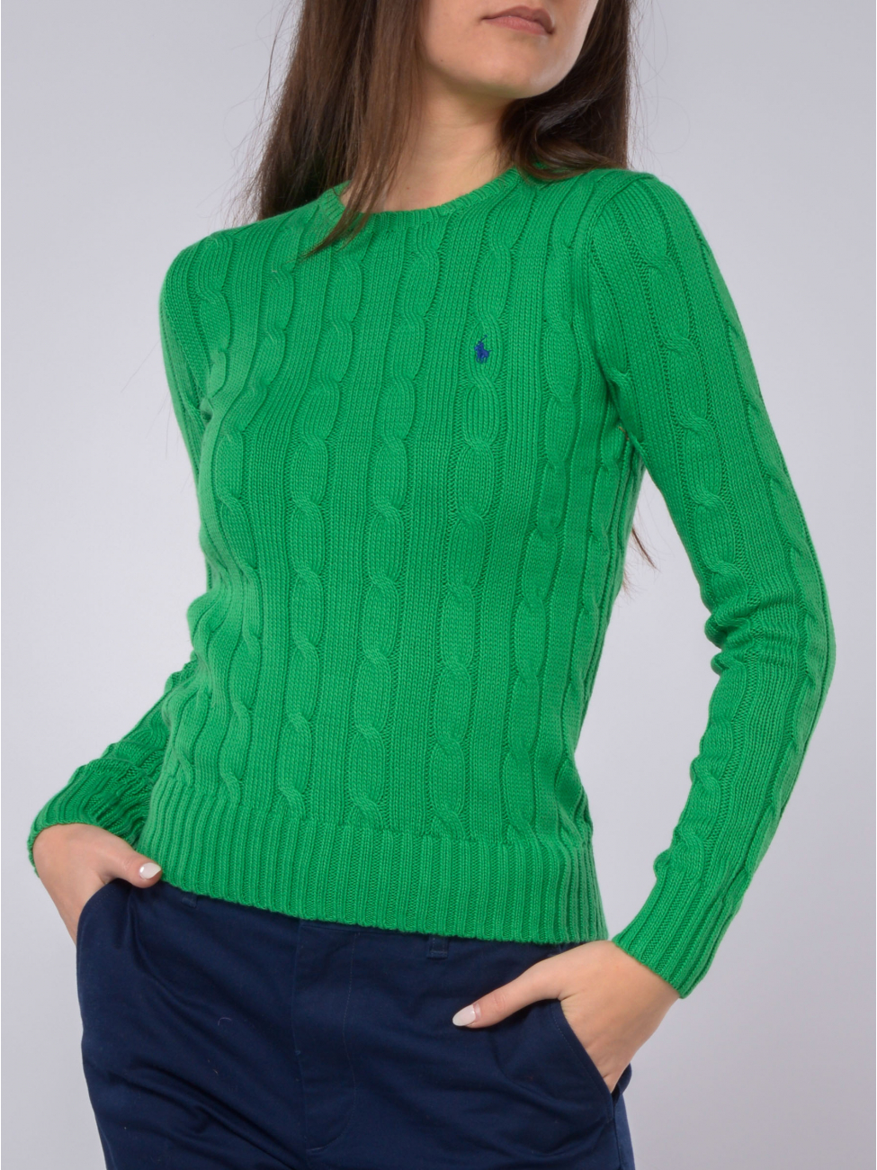 Maglia da donna Ralph Lauren girocollo a trecce - 211891640-2