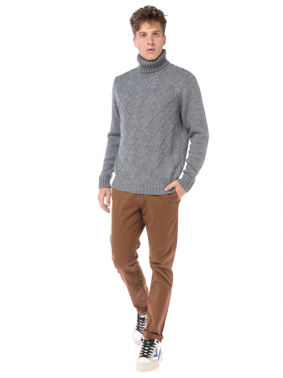 pantalone da uomo Daniele Alessandrini in cotone con impunture - PJ900