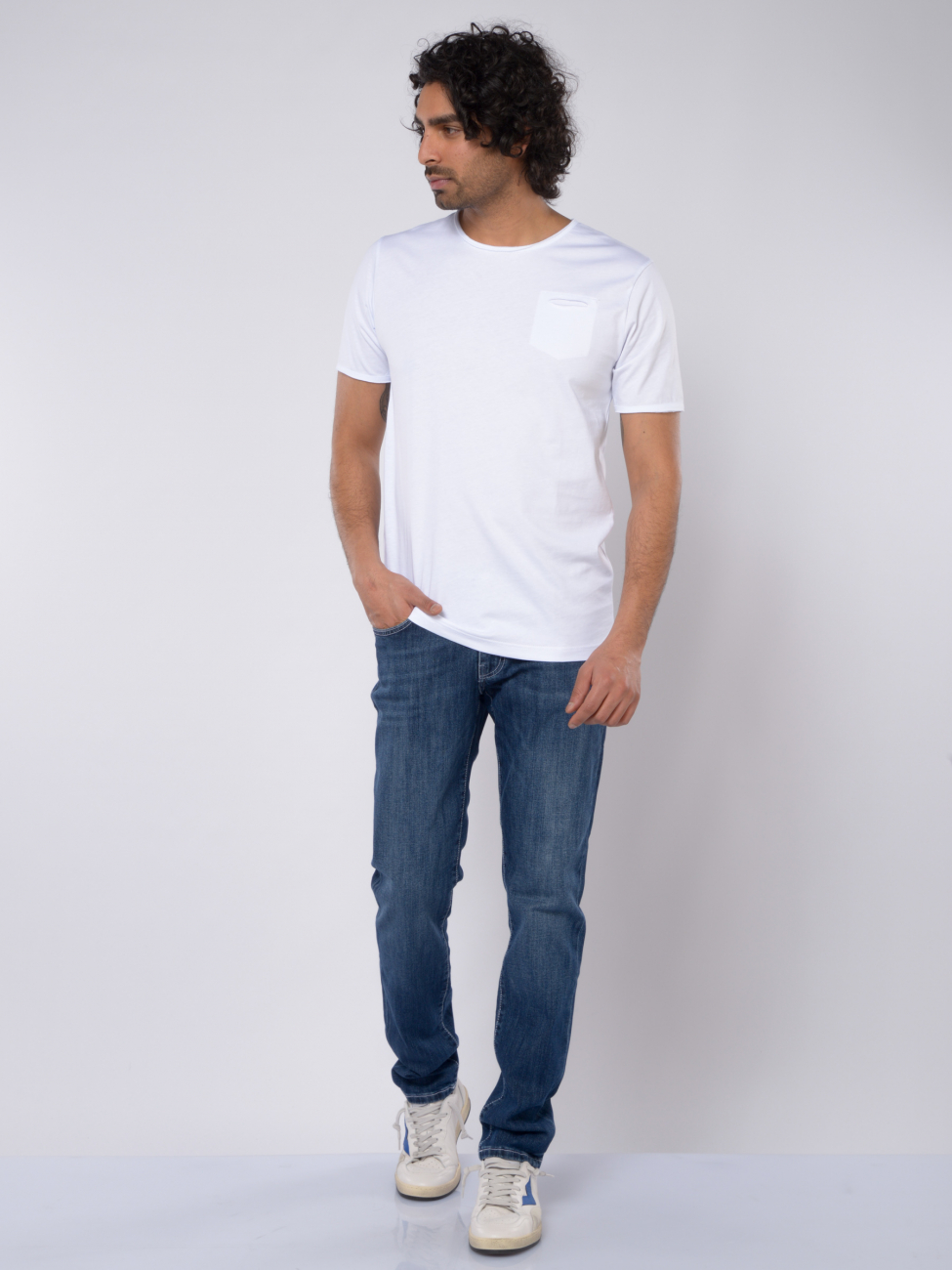 T Shirt da uomo Daniele Alessandrini manica corta con taschino - M9508