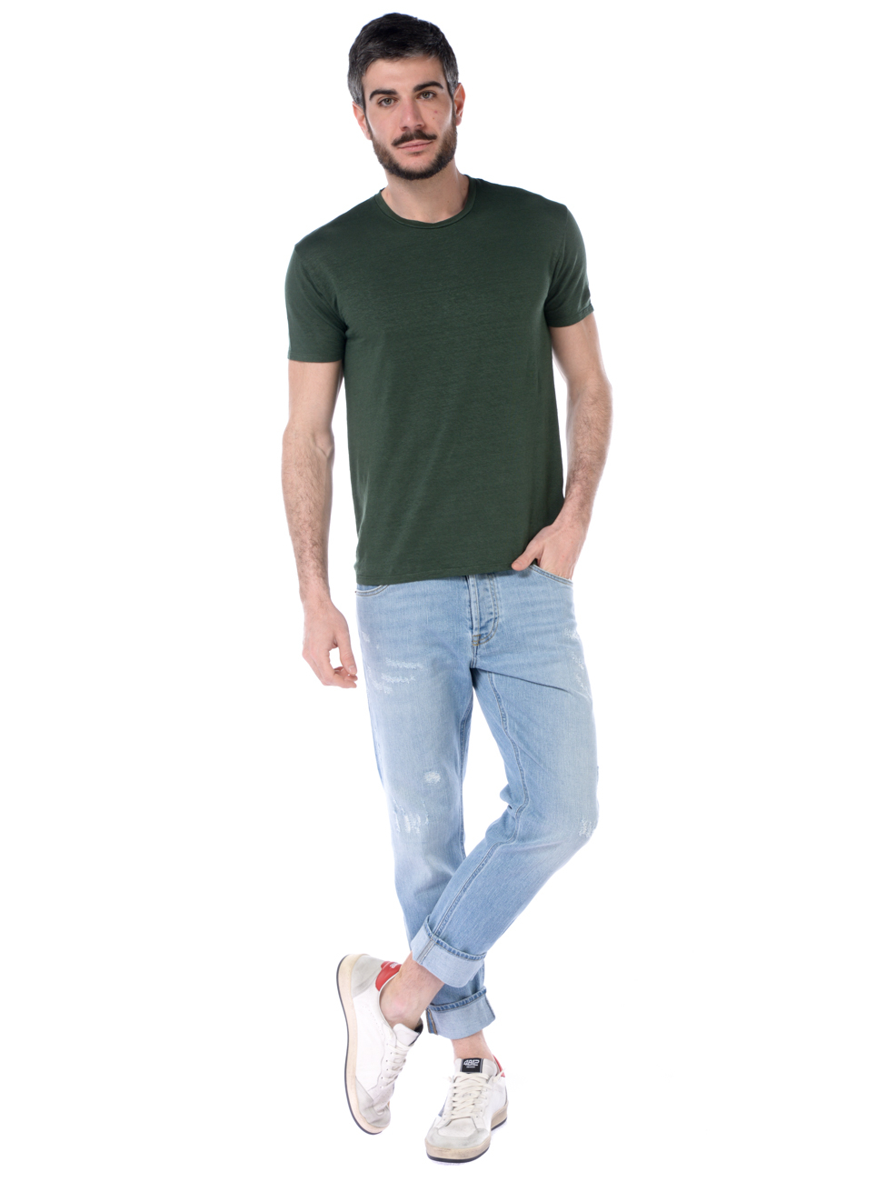 T Shirt da uomo Daniele Fiesoli girocollo in lino - DF7060